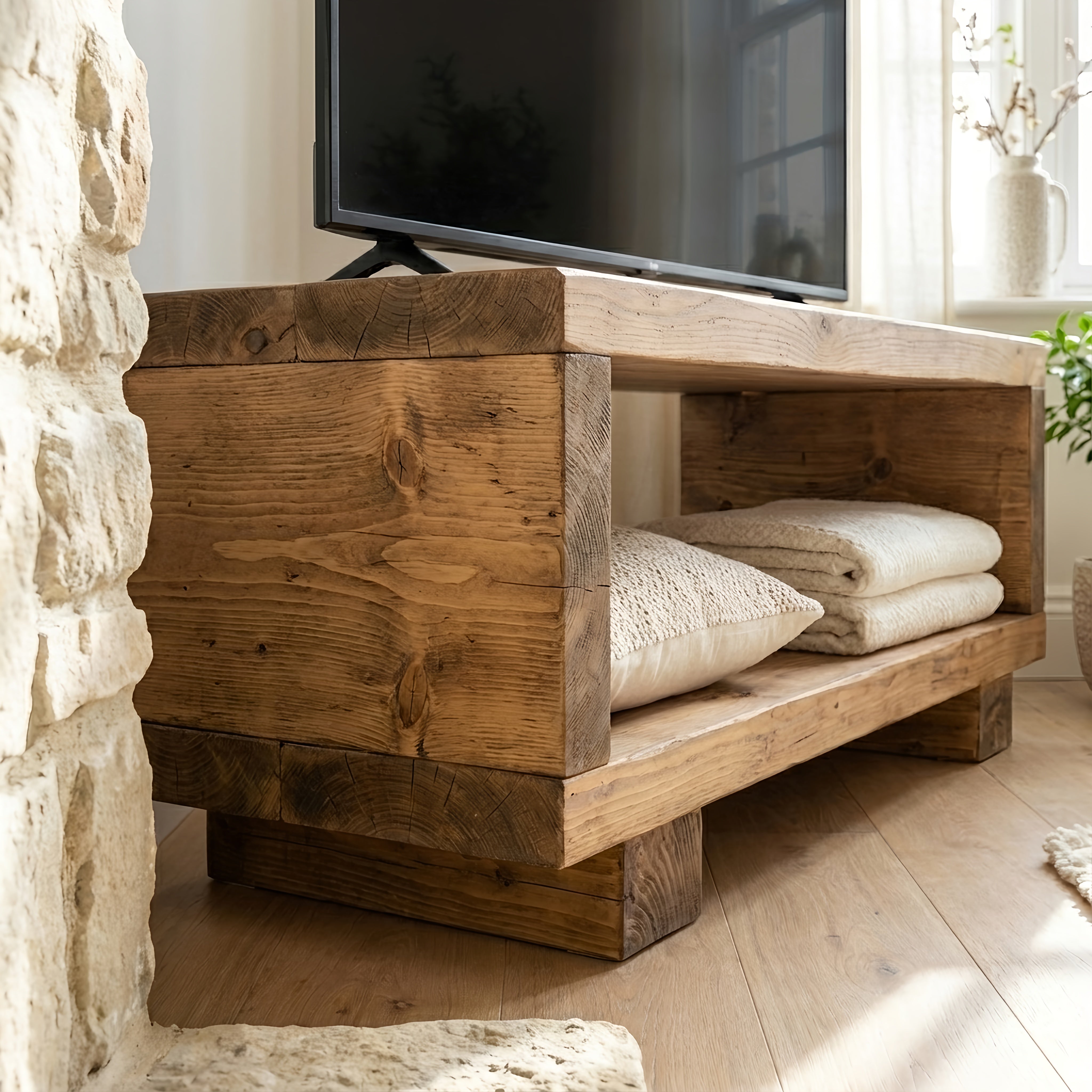 TORIE Solid Wood Chunky TV Unit – Tribe Joinery